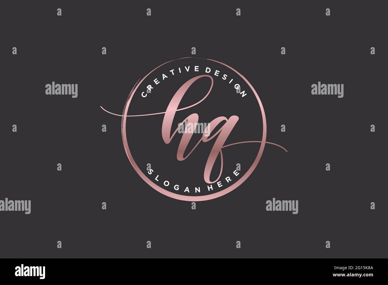 HQ handwriting logo with circle template vector signature, wedding ...