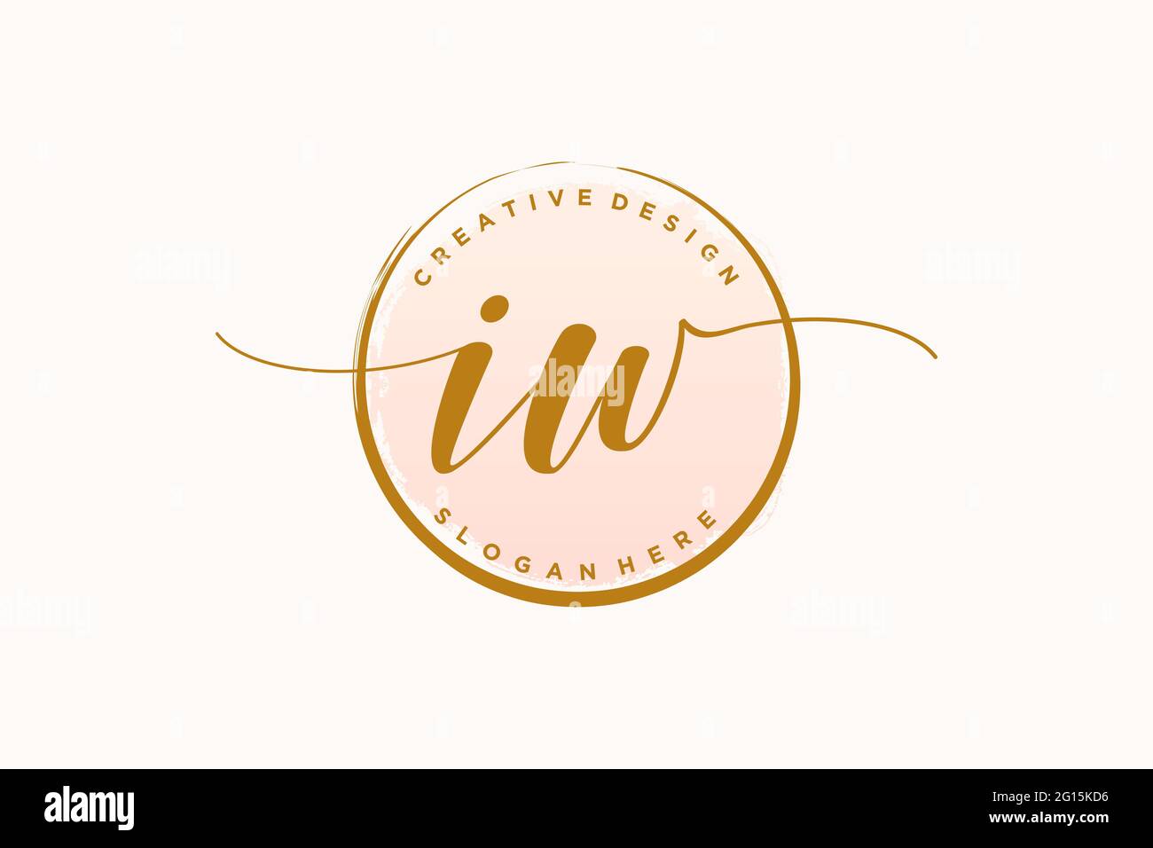 IW handwriting logo with circle template vector signature, wedding ...