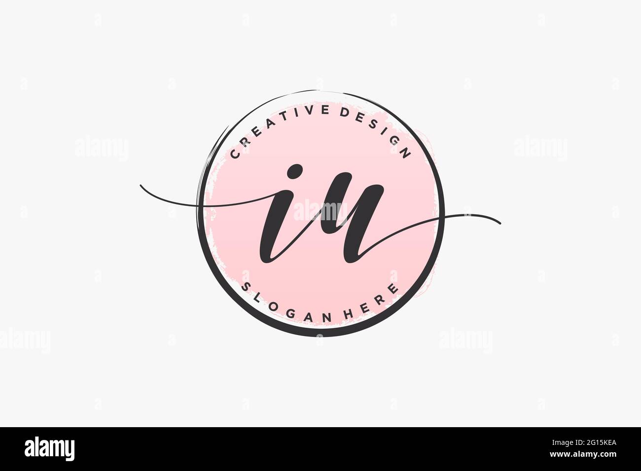 IU handwriting logo with circle template vector signature, wedding ...