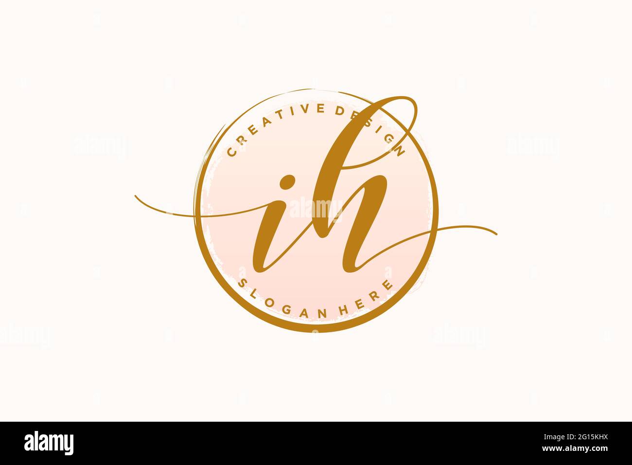 IH handwriting logo with circle template vector signature, wedding ...