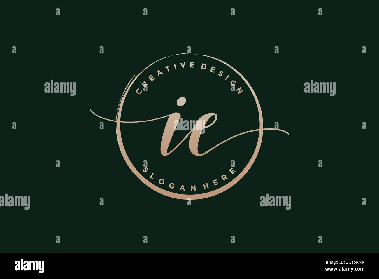 IE handwriting logo with circle template vector signature, wedding ...