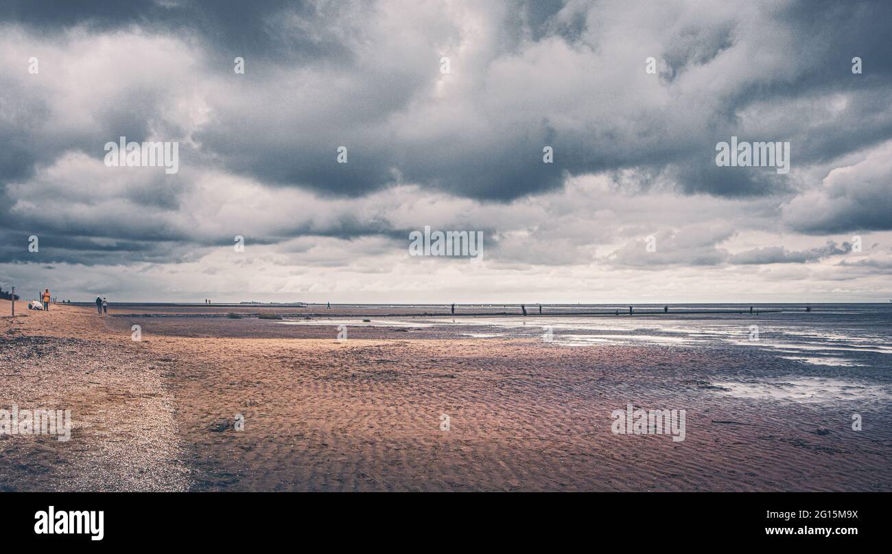 Cuxhaven beach on the German North Sea coast. Sandy beach with ...
