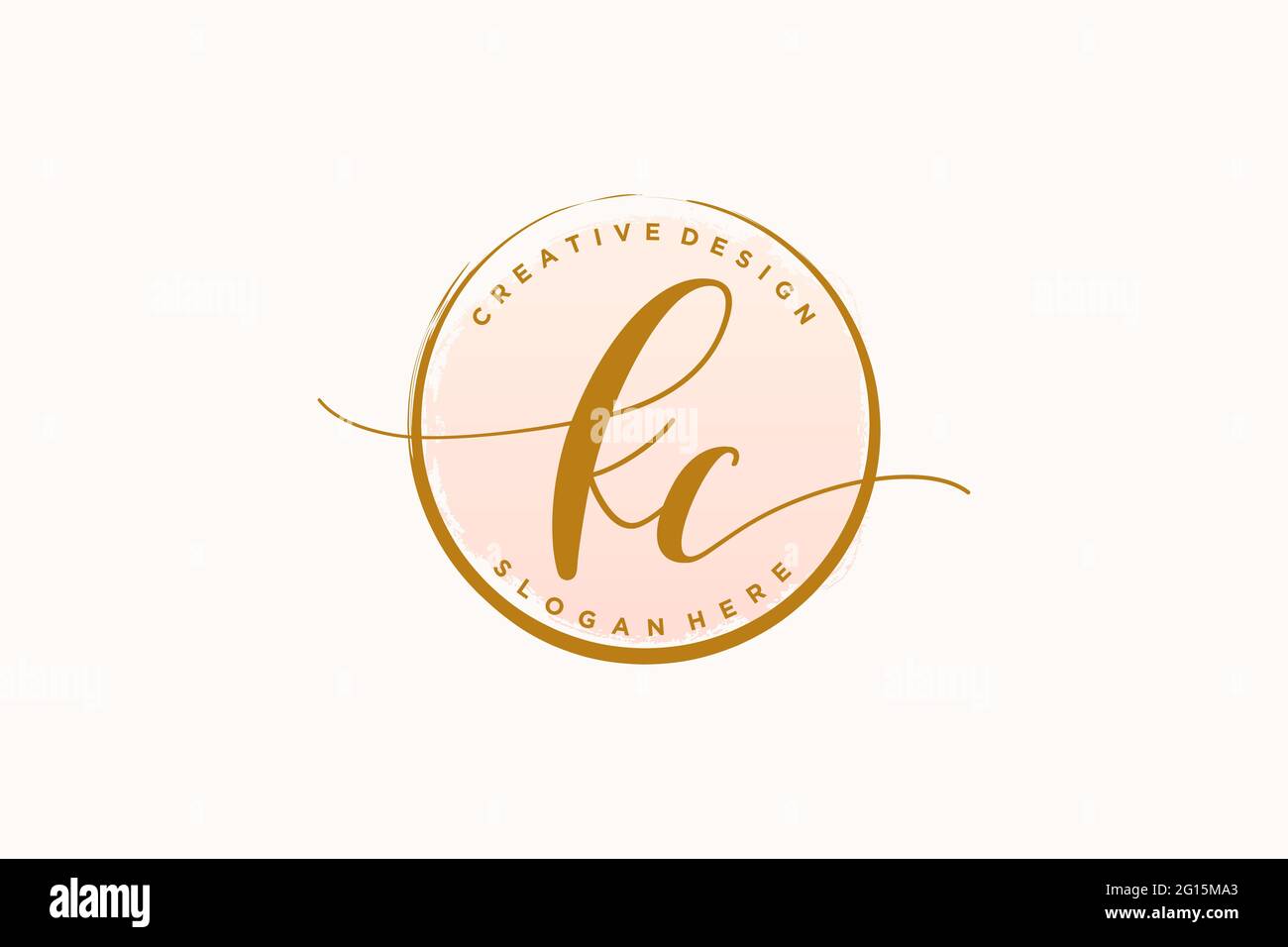 KC handwriting logo with circle template vector signature, wedding ...