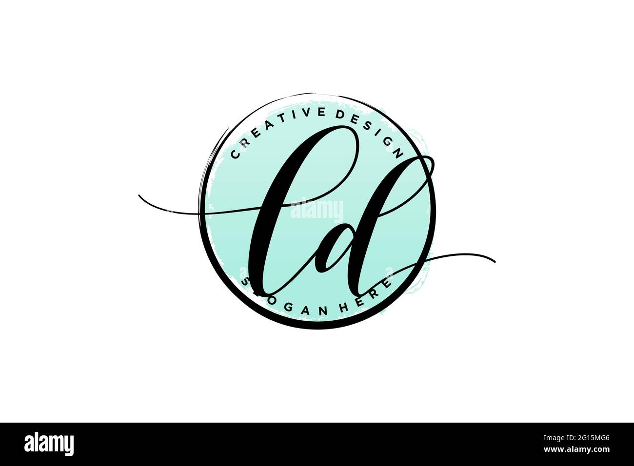 LD handwriting logo with circle template vector signature, wedding ...