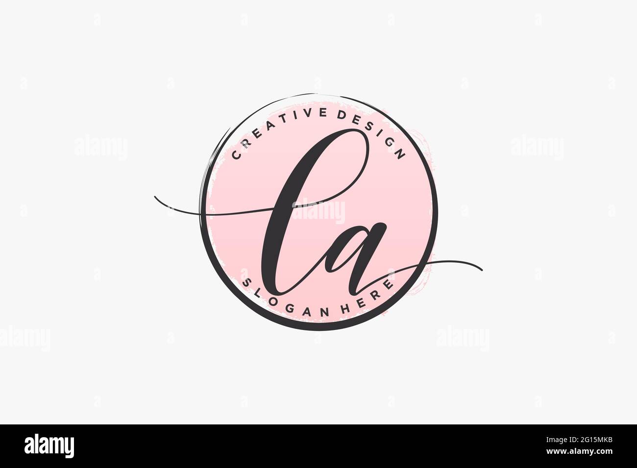 LA handwriting logo with circle template vector signature, wedding ...