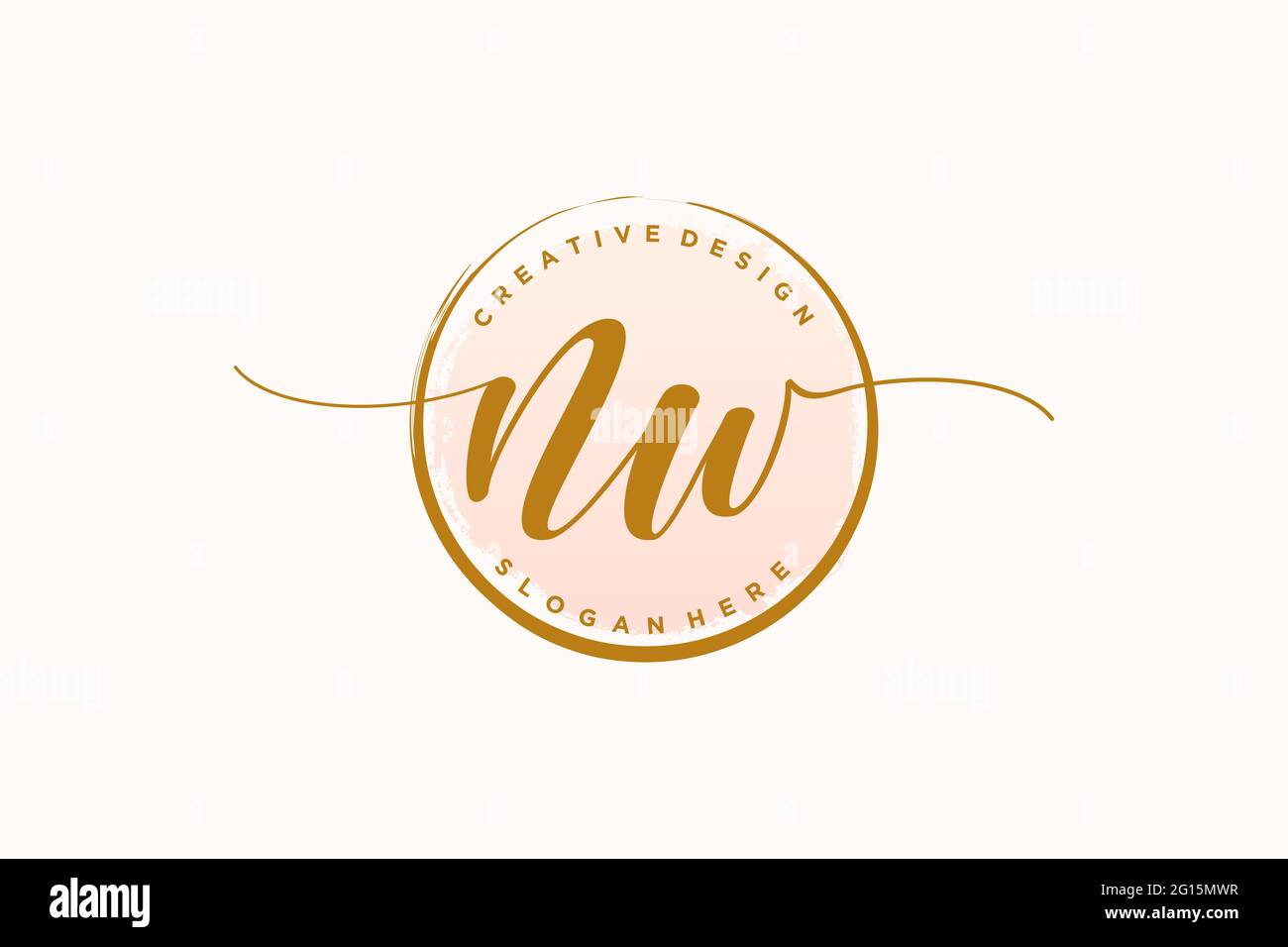 NW handwriting logo with circle template vector signature, wedding ...