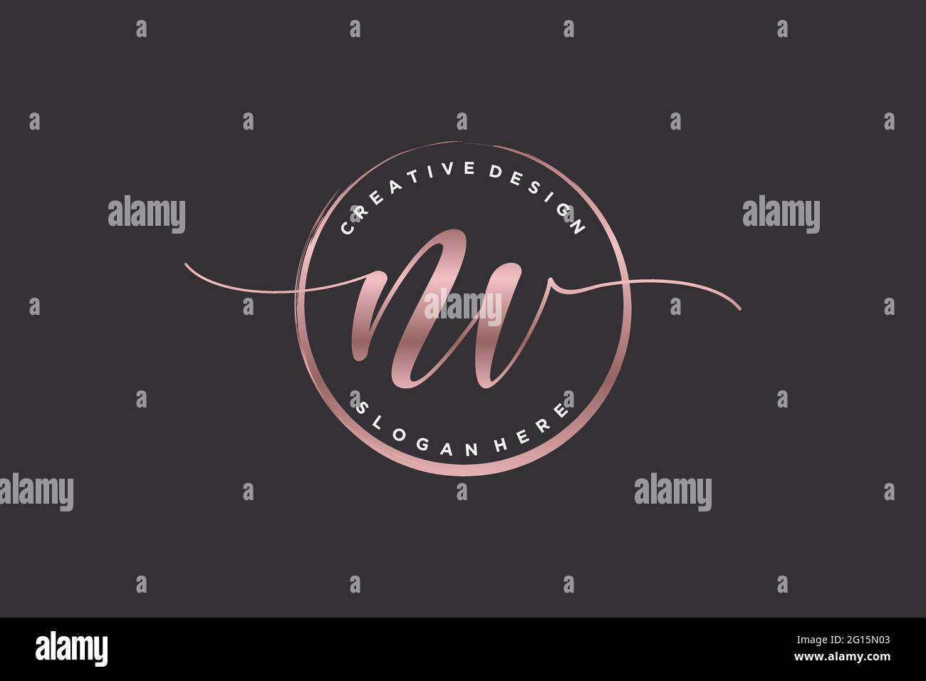NV handwriting logo with circle template vector signature, wedding ...
