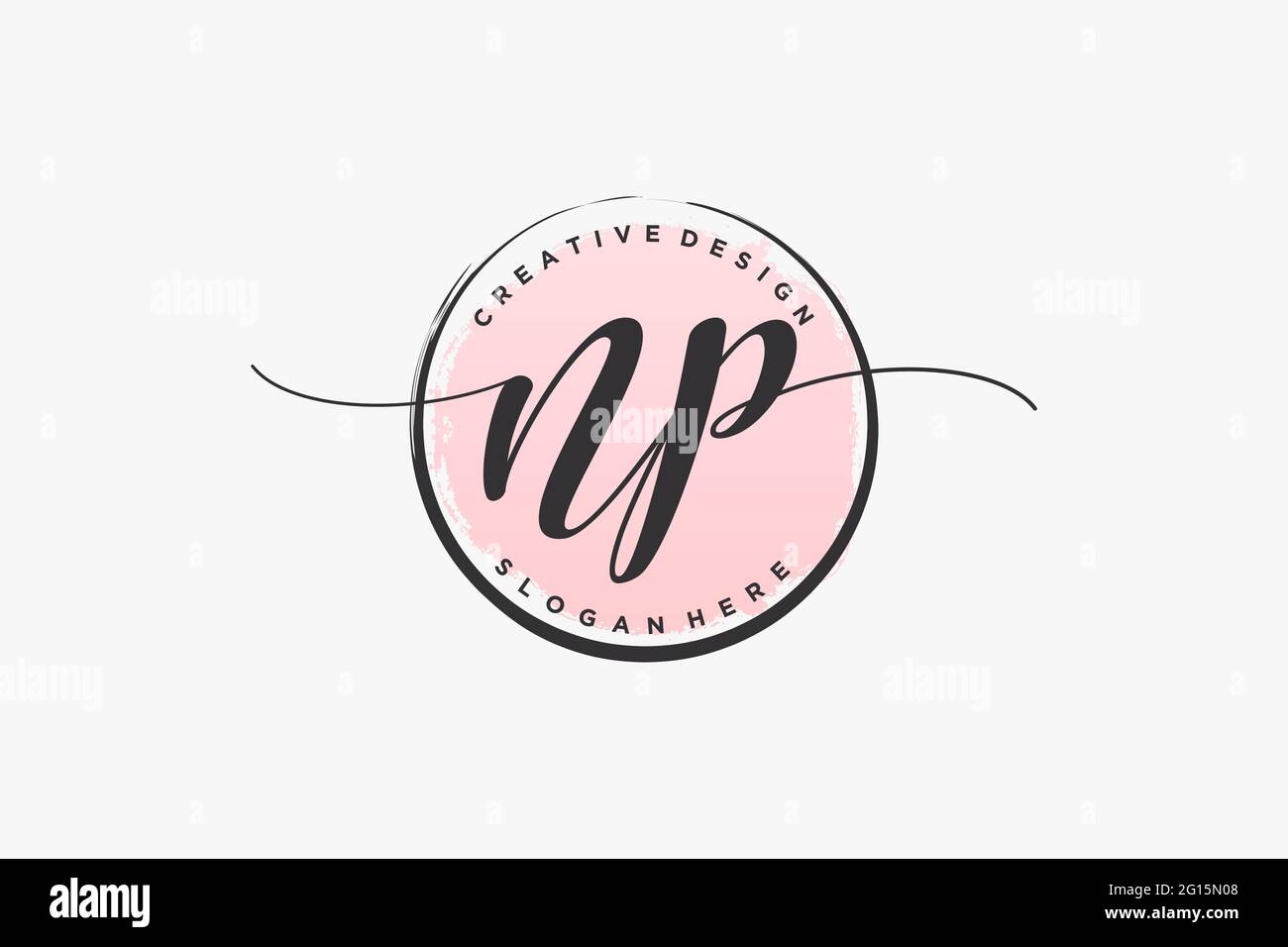 NP handwriting logo with circle template vector signature, wedding ...