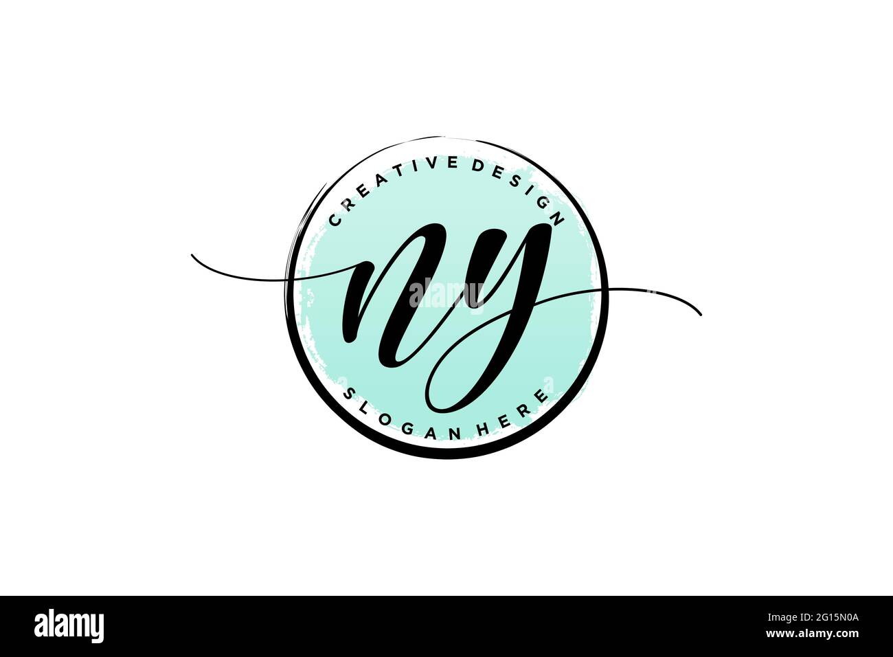 NY handwriting logo with circle template vector signature, wedding ...