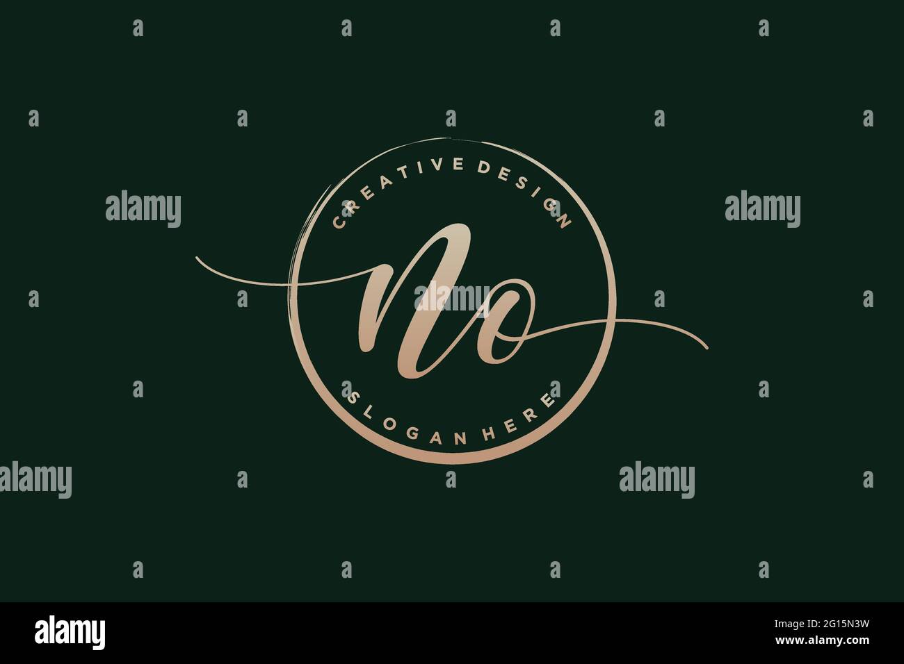 NO handwriting logo with circle template vector signature, wedding ...