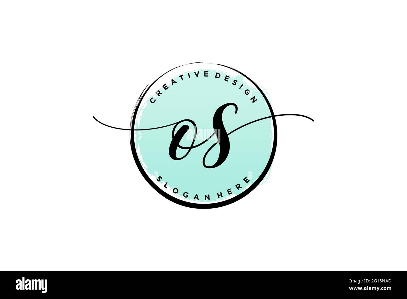 OS handwriting logo with circle template vector signature, wedding ...