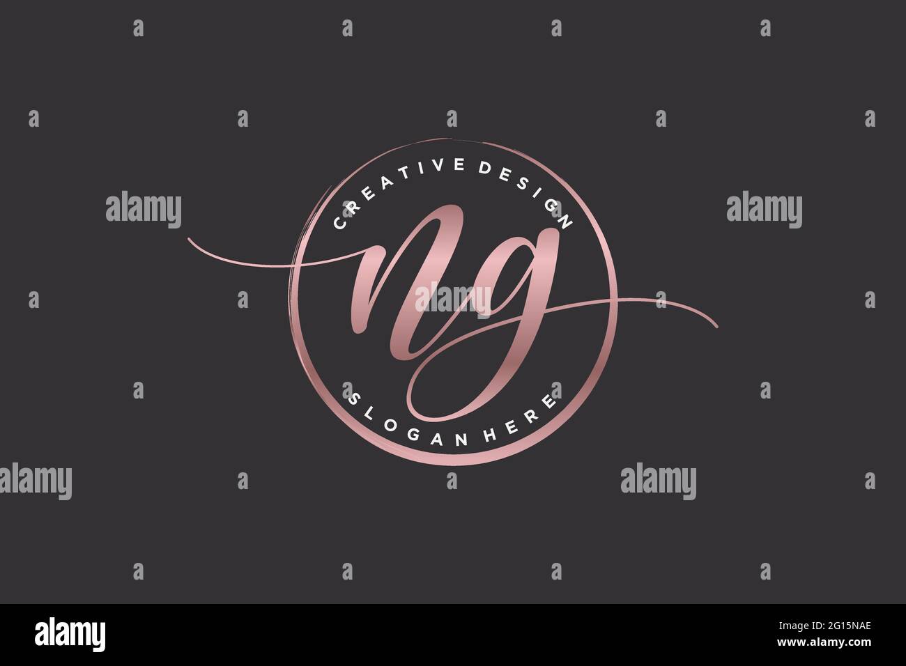 NG handwriting logo with circle template vector signature, wedding ...