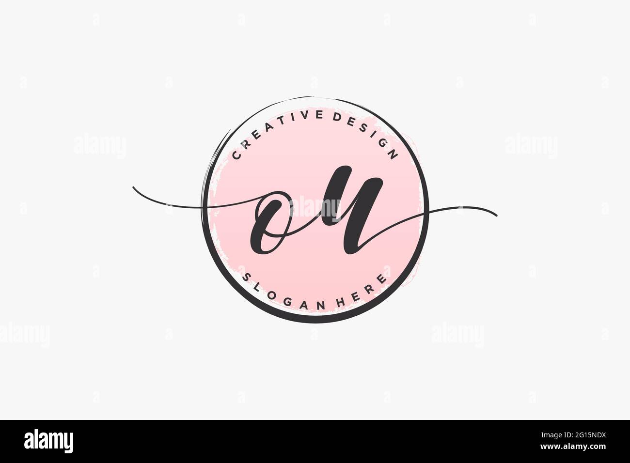 OU handwriting logo with circle template vector signature, wedding ...