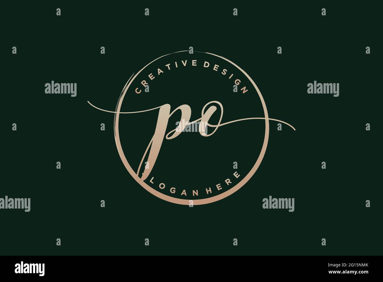 PO handwriting logo with circle template vector signature, wedding ...