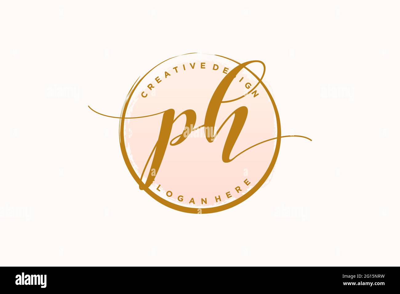 PH handwriting logo with circle template vector signature, wedding ...