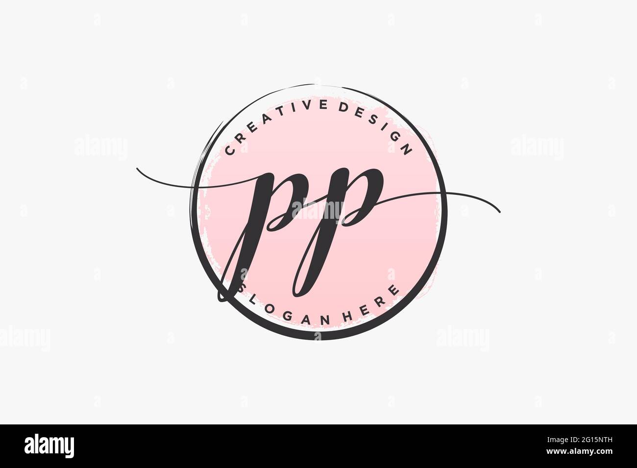 PP handwriting logo with circle template vector signature, wedding ...