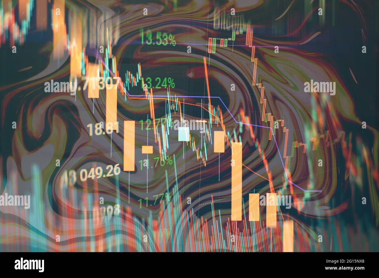 Economic graph with diagrams on the stock market, for business and ...