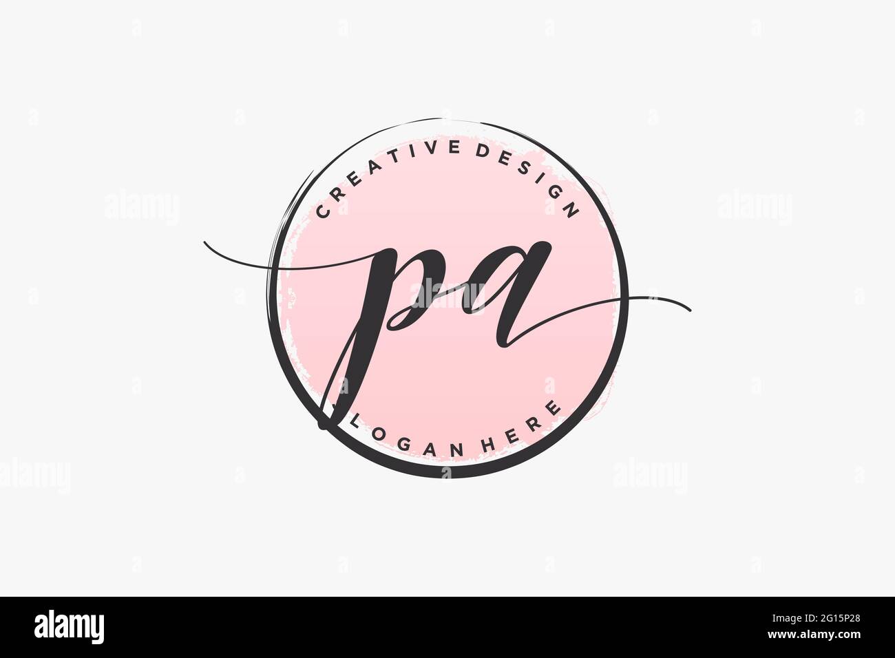 PA handwriting logo with circle template vector signature, wedding ...