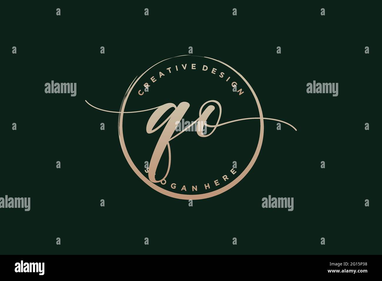 QO handwriting logo with circle template vector signature, wedding ...