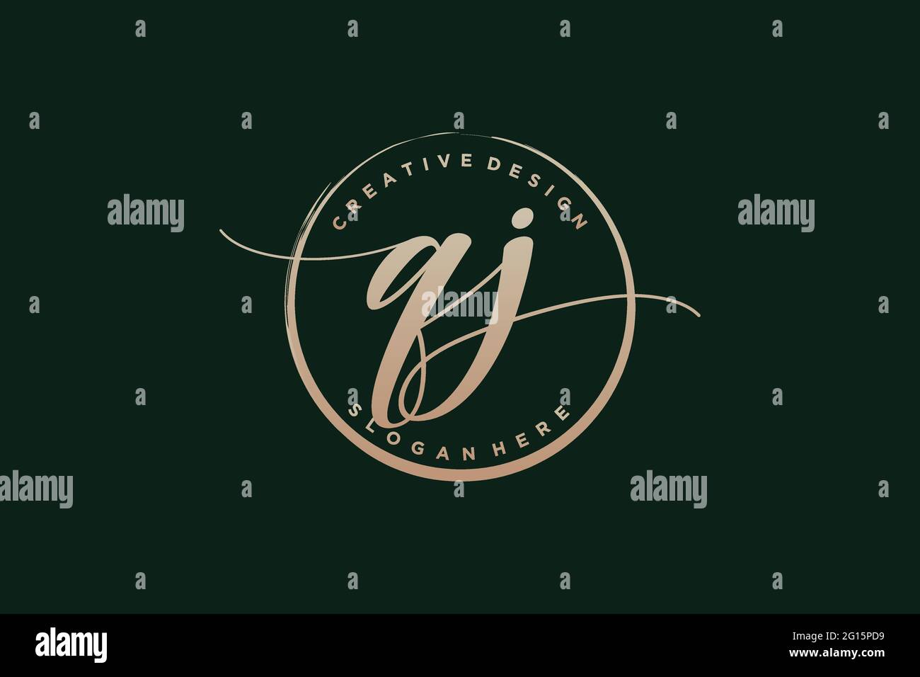 QJ handwriting logo with circle template vector signature, wedding ...