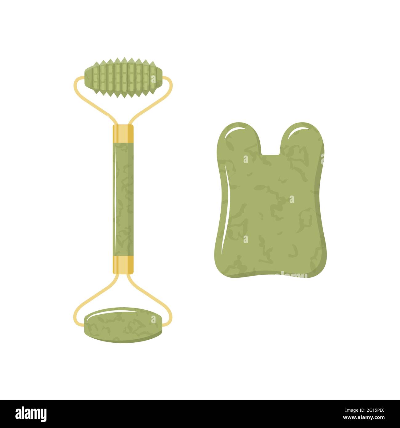 Gua sha scraper and jade roller for facial massage. Collection of ...