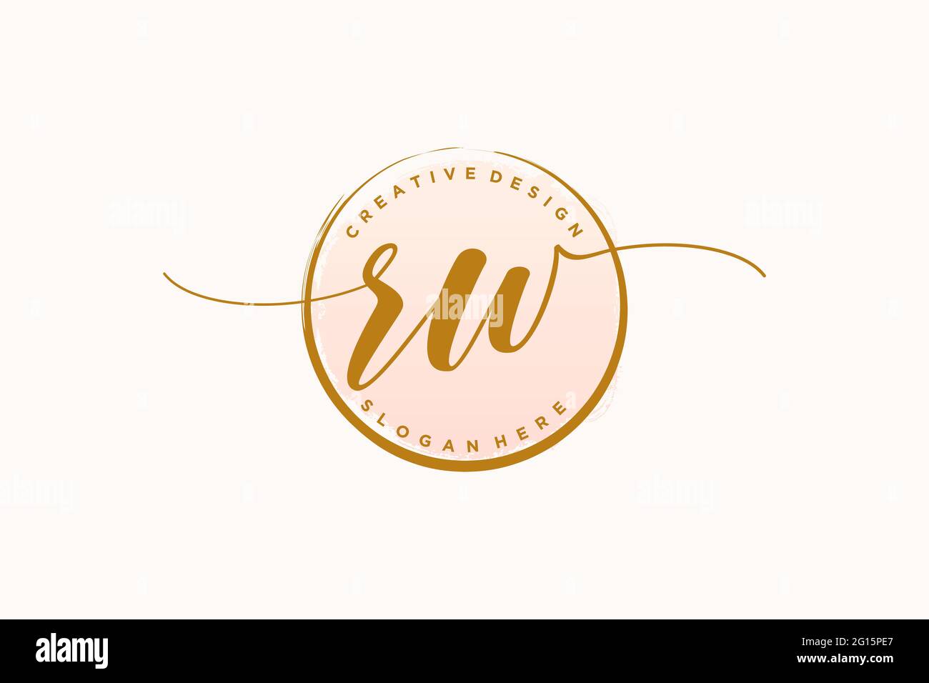 RW handwriting logo with circle template vector signature, wedding ...
