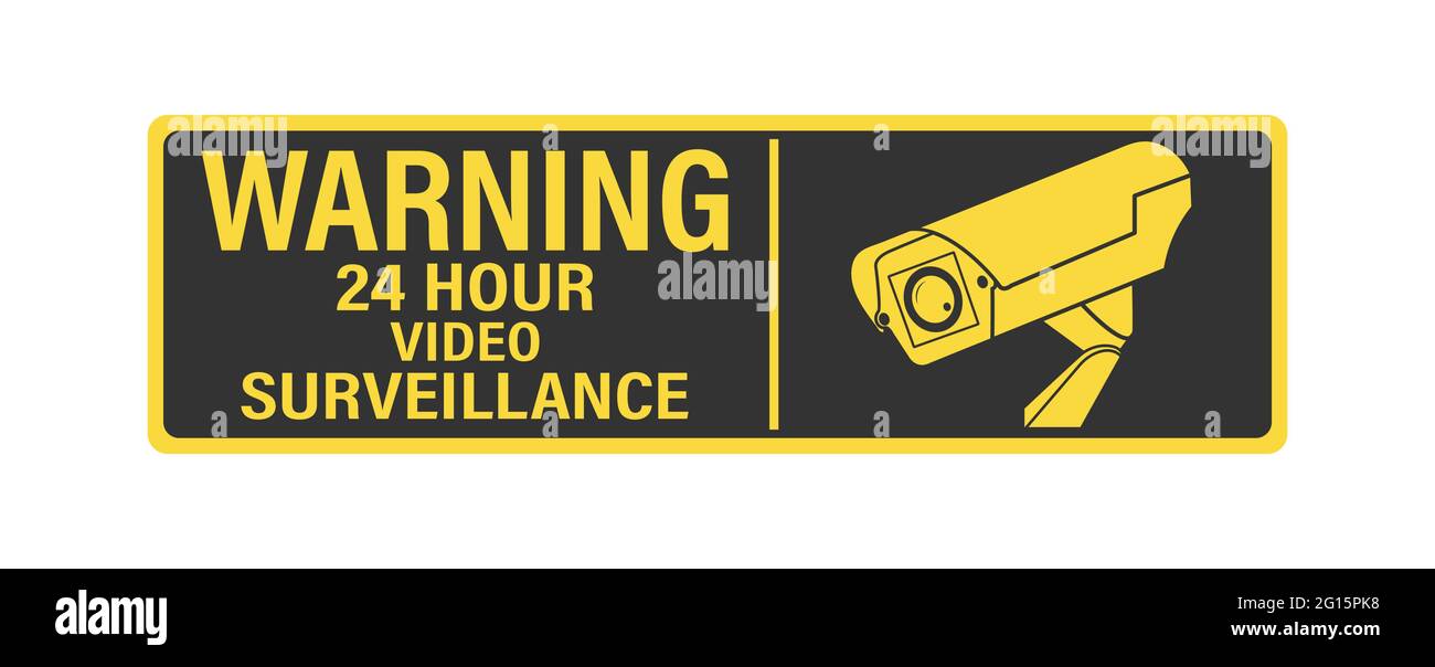 WARNING 24-hour video surveillance. A sign, sign or sticker with a ...