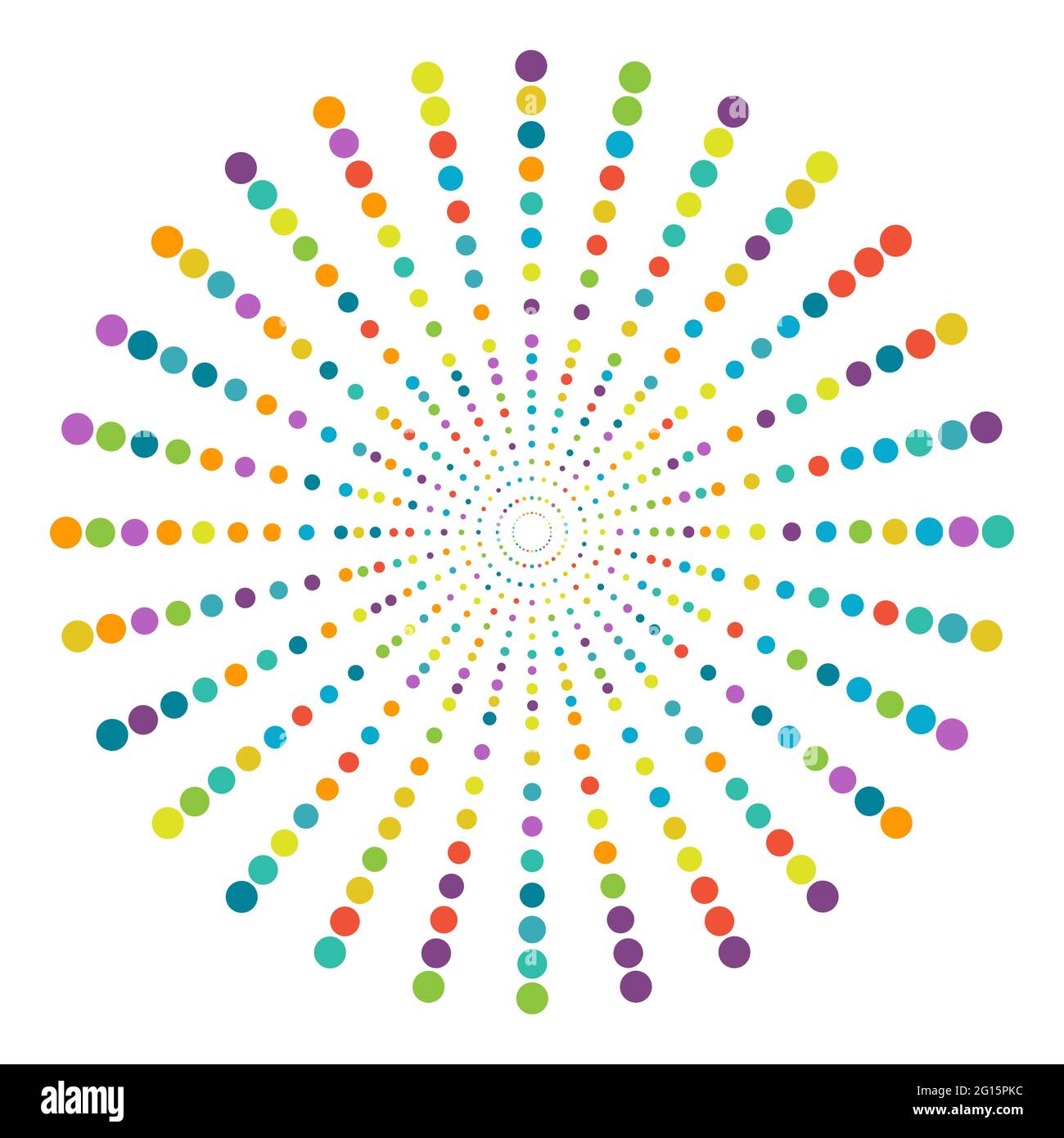 circle of multi-colored dots of different diameters for creative design ...