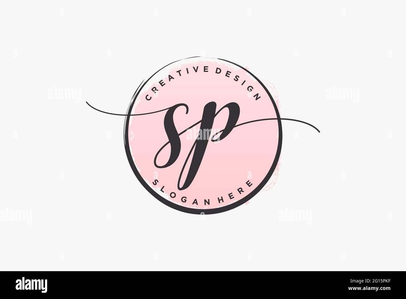 SP handwriting logo with circle template vector signature, wedding ...