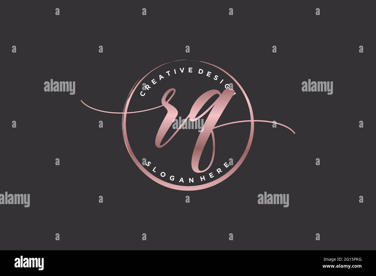 RQ handwriting logo with circle template vector signature, wedding ...