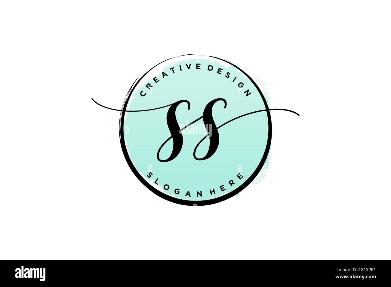 SS handwriting logo with circle template vector signature, wedding ...