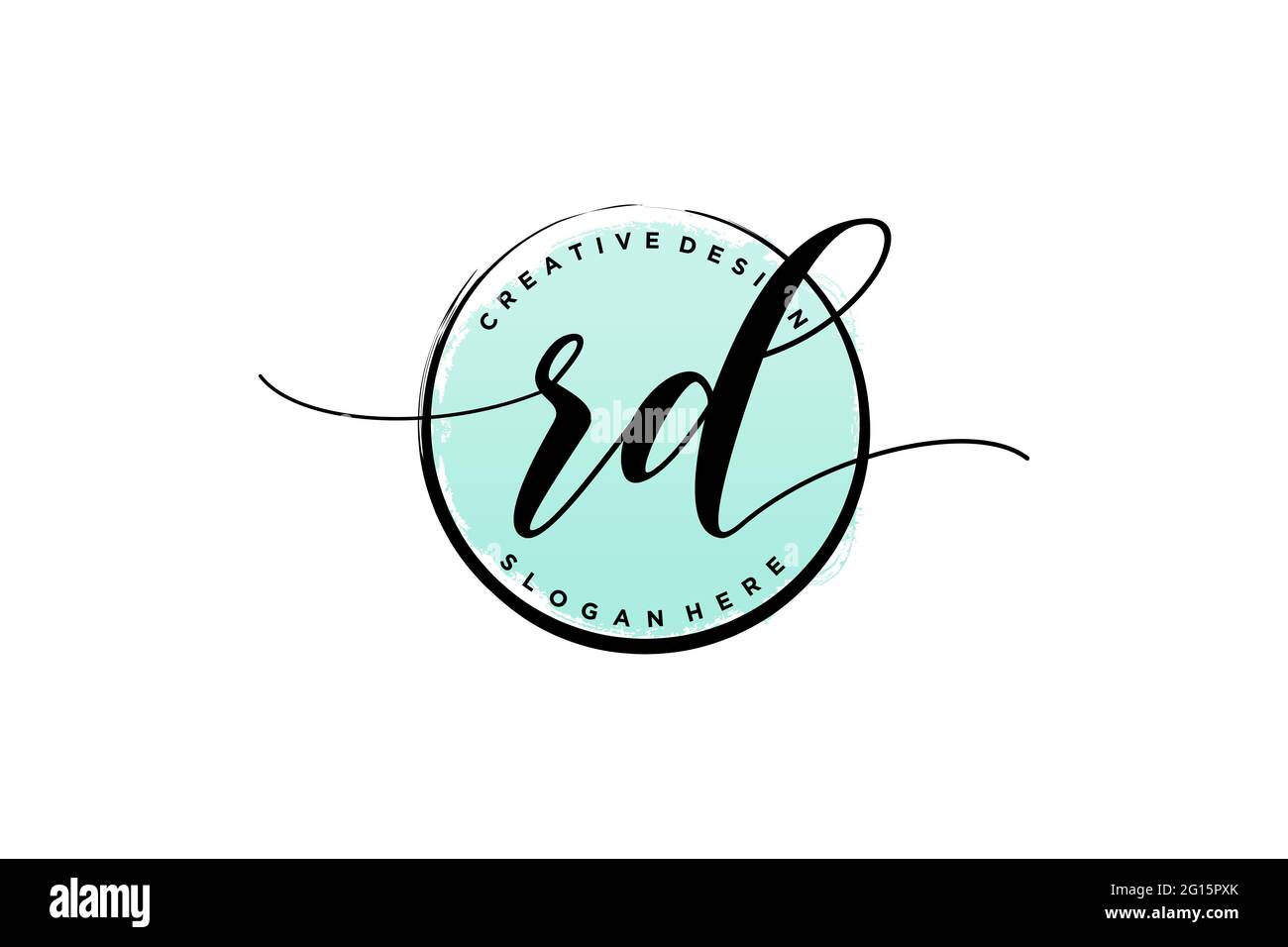 RD handwriting logo with circle template vector signature, wedding ...