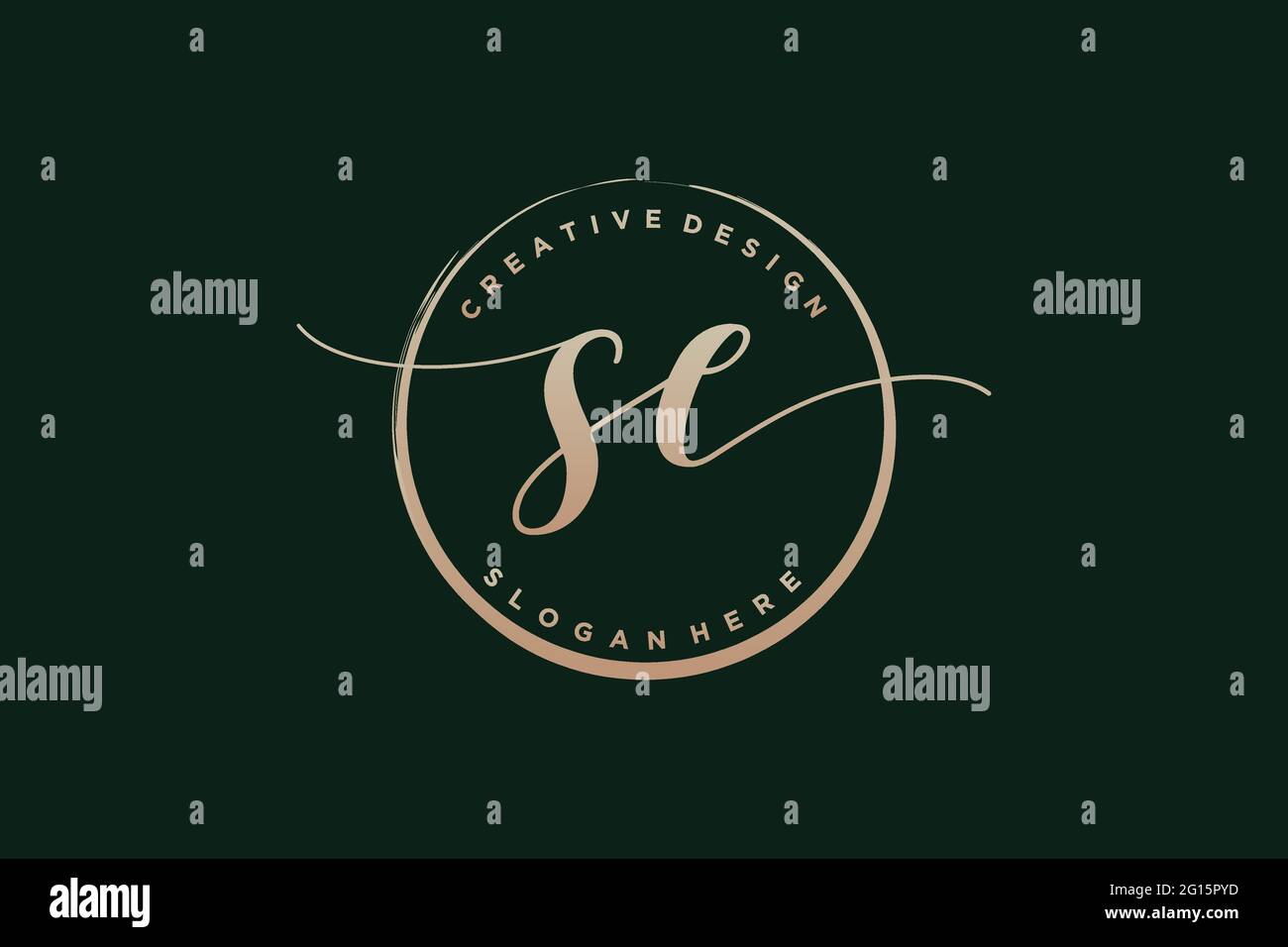 SE handwriting logo with circle template vector signature, wedding ...