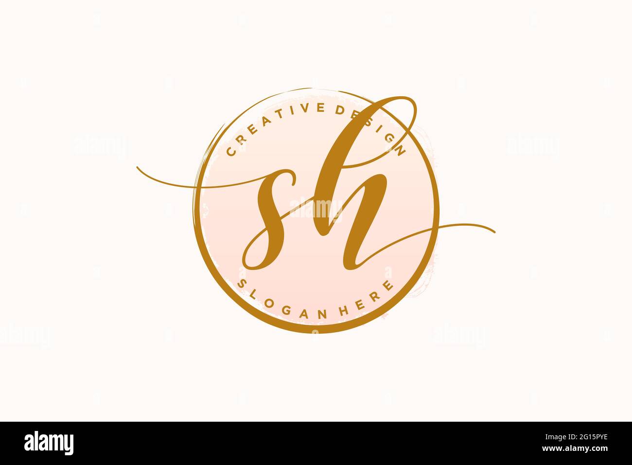 SH handwriting logo with circle template vector signature, wedding ...