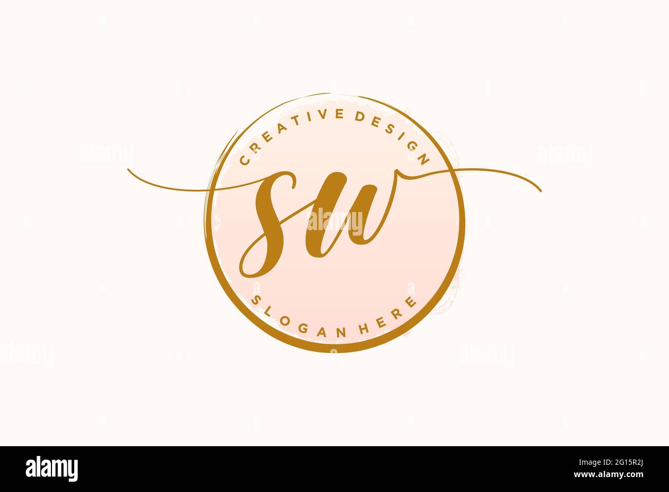 SW handwriting logo with circle template vector signature, wedding ...