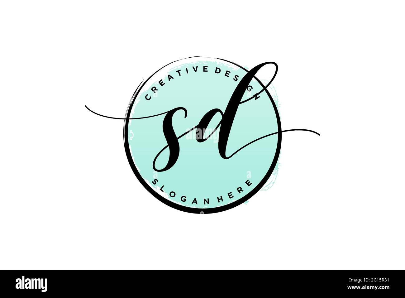 SD handwriting logo with circle template vector signature, wedding ...