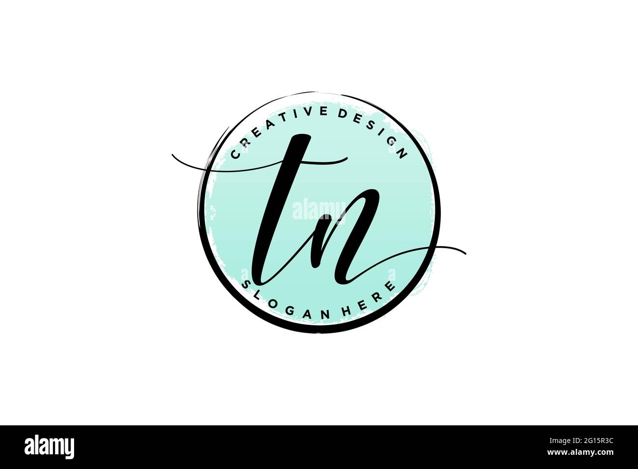 TN handwriting logo with circle template vector signature, wedding ...