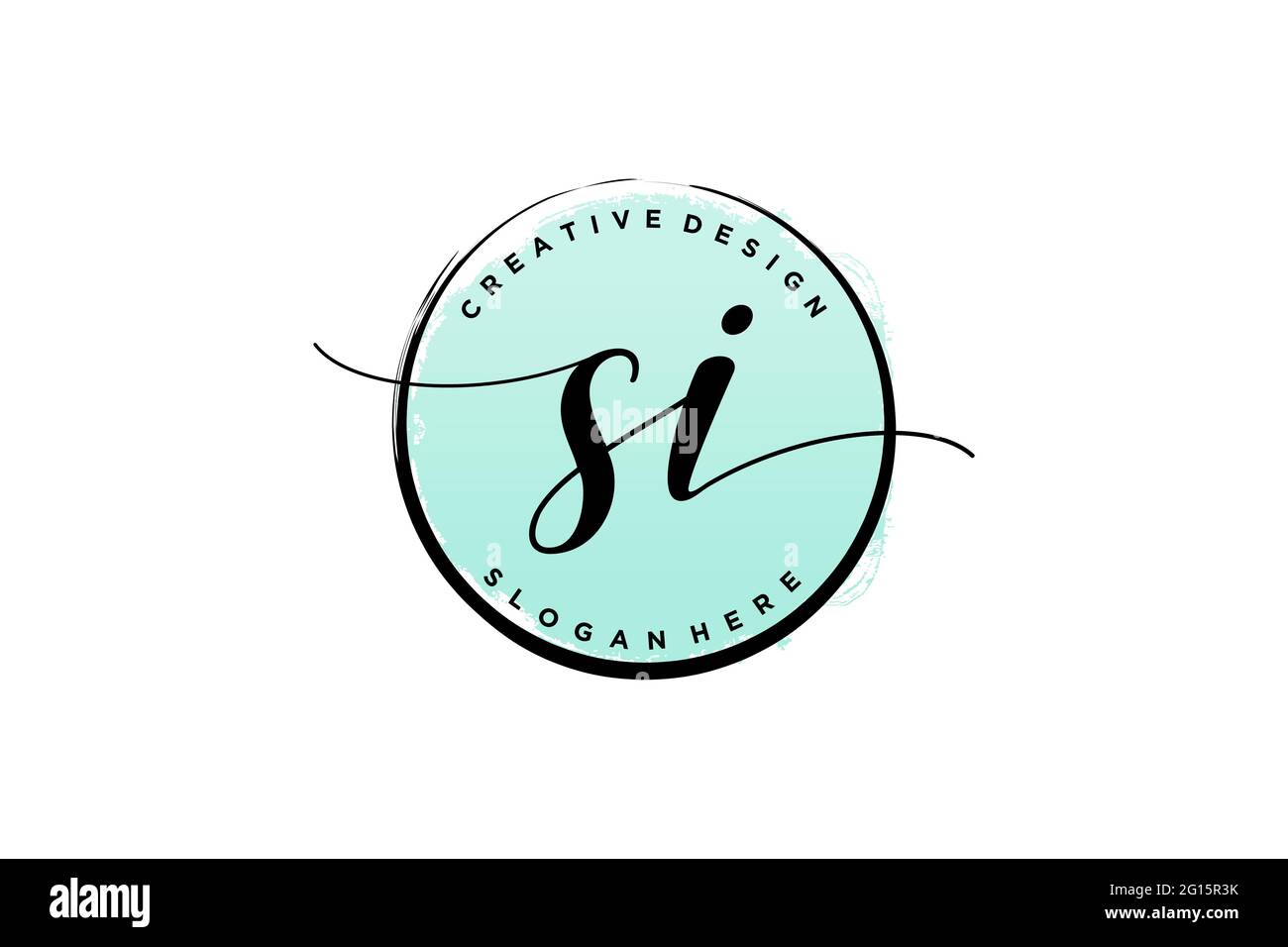 SI handwriting logo with circle template vector signature, wedding ...