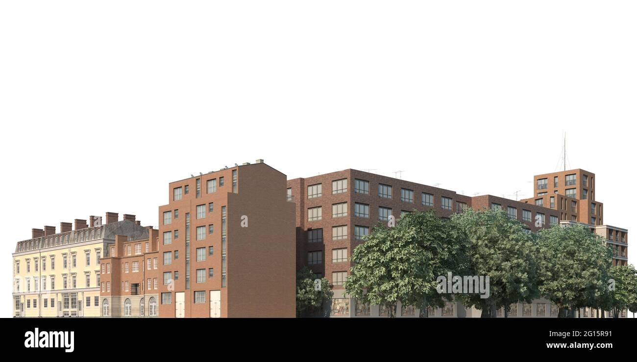 3D illustration cityscape isolated on white background Stock Photo - Alamy