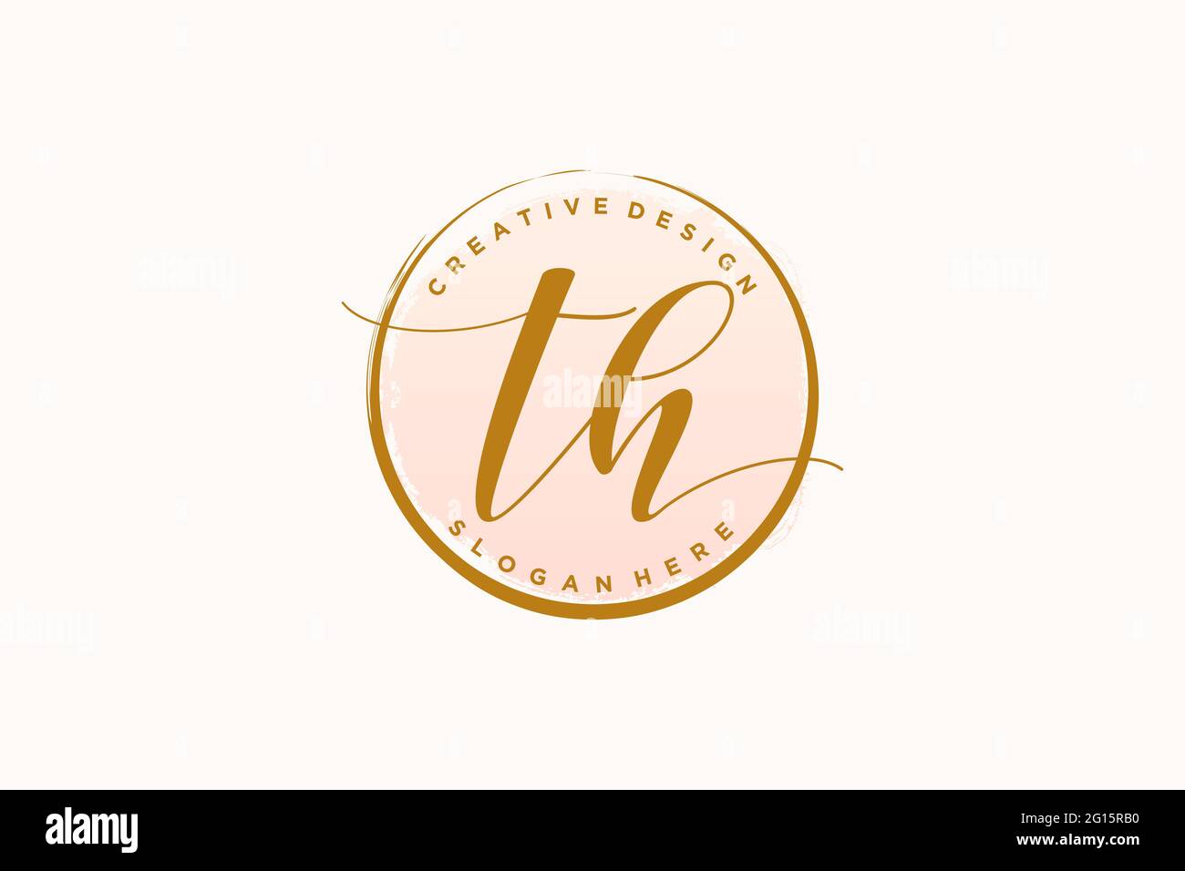 TH handwriting logo with circle template vector signature, wedding ...