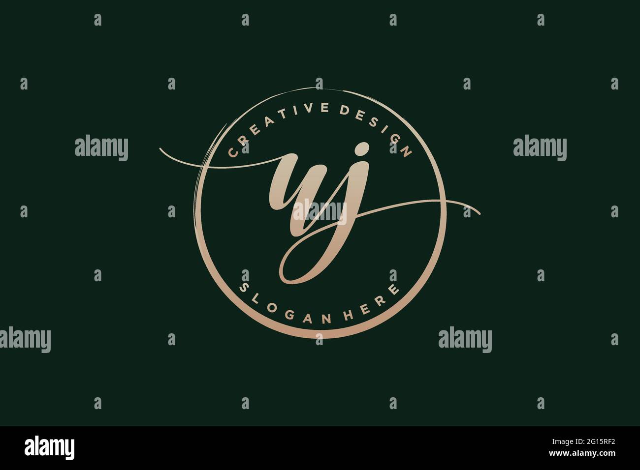 UJ handwriting logo with circle template vector signature, wedding ...