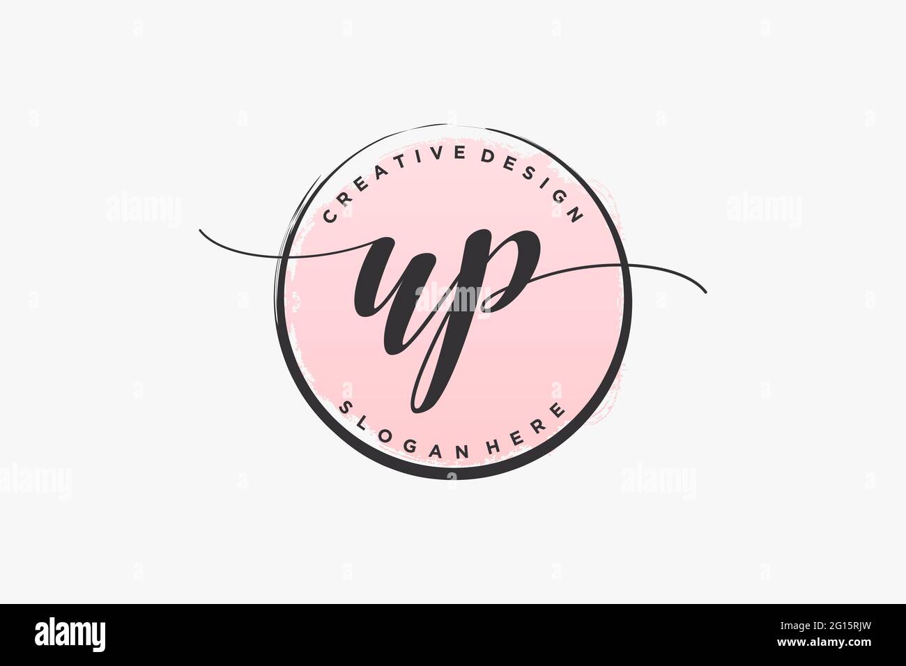 UP handwriting logo with circle template vector signature, wedding ...