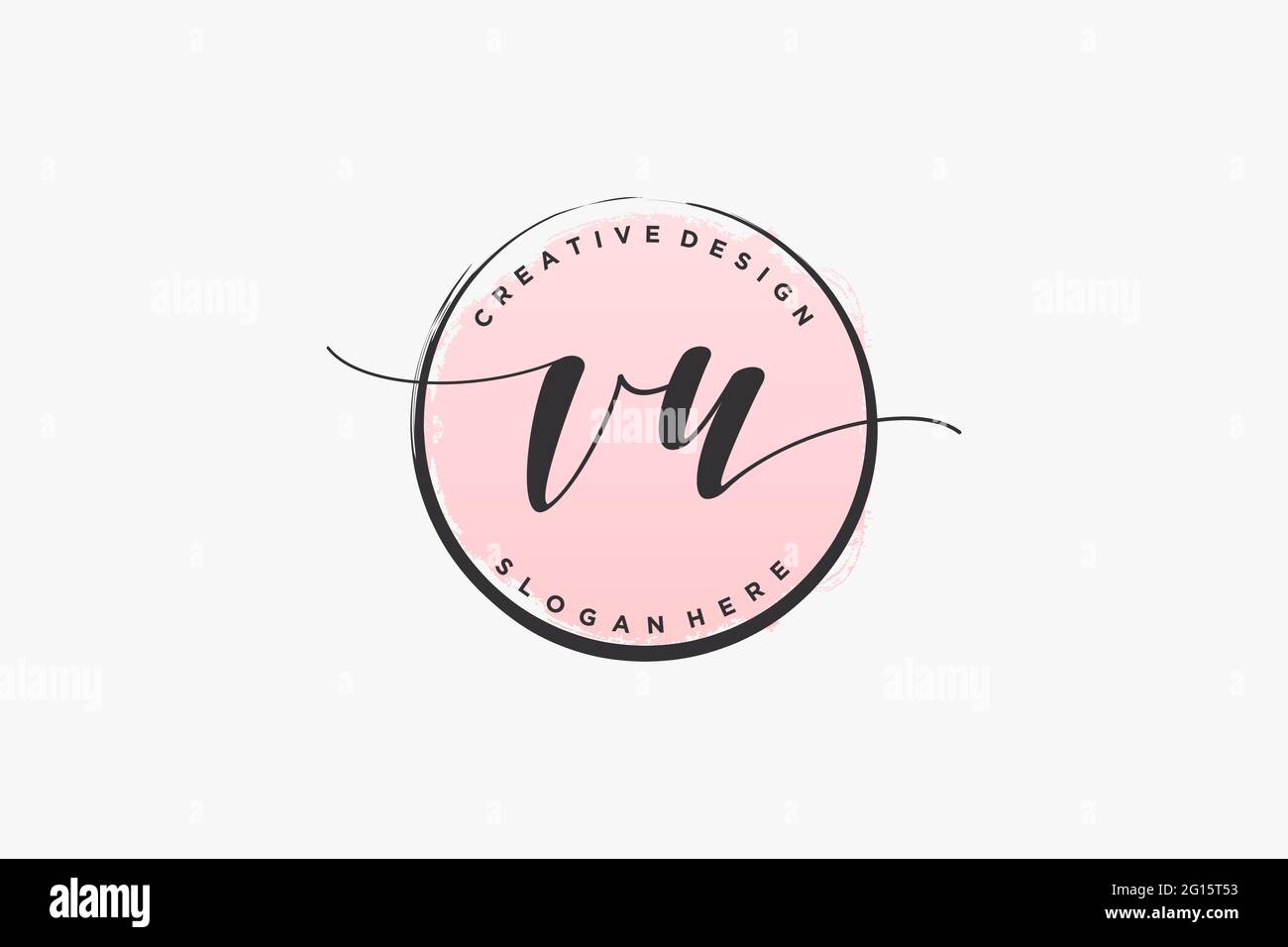 VU handwriting logo with circle template vector signature, wedding ...