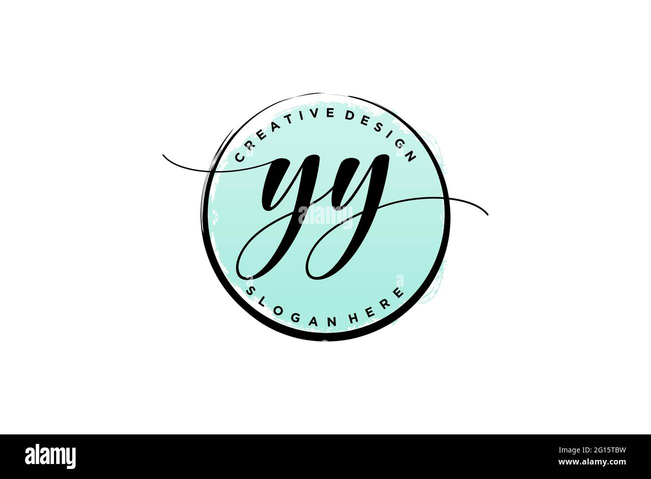 YY handwriting logo with circle template vector signature, wedding ...