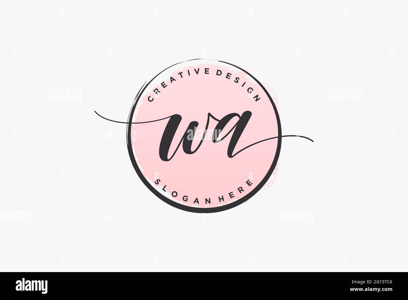 WA handwriting logo with circle template vector signature, wedding ...