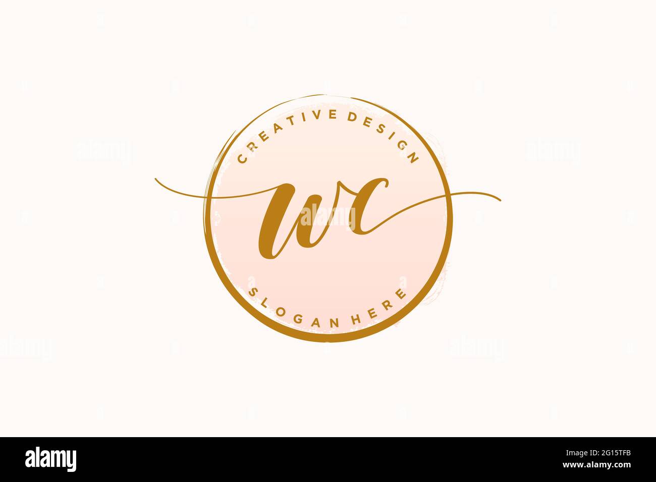 WC handwriting logo with circle template vector signature, wedding ...