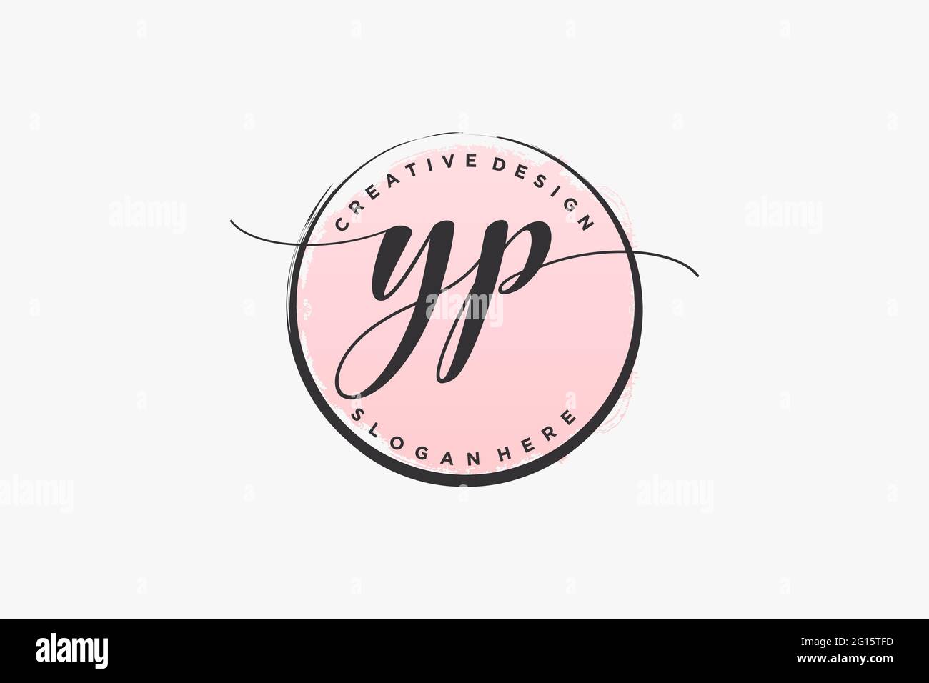 YP handwriting logo with circle template vector signature, wedding ...