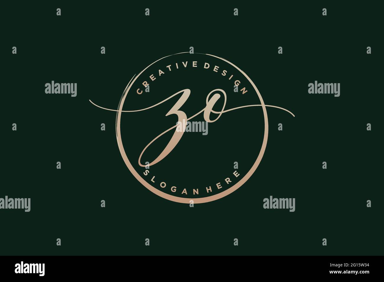 ZO handwriting logo with circle template vector signature, wedding, fashion, floral and ...