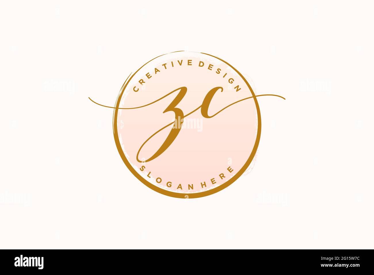 ZC handwriting logo with circle template vector signature, wedding, fashion, floral and ...