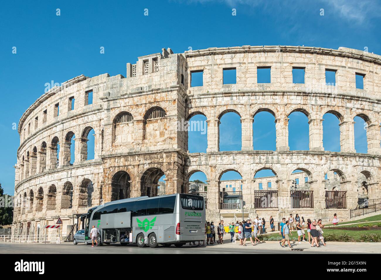 Amphitheater in Pula Croatia .The three-story amphitheater is the sixth ...